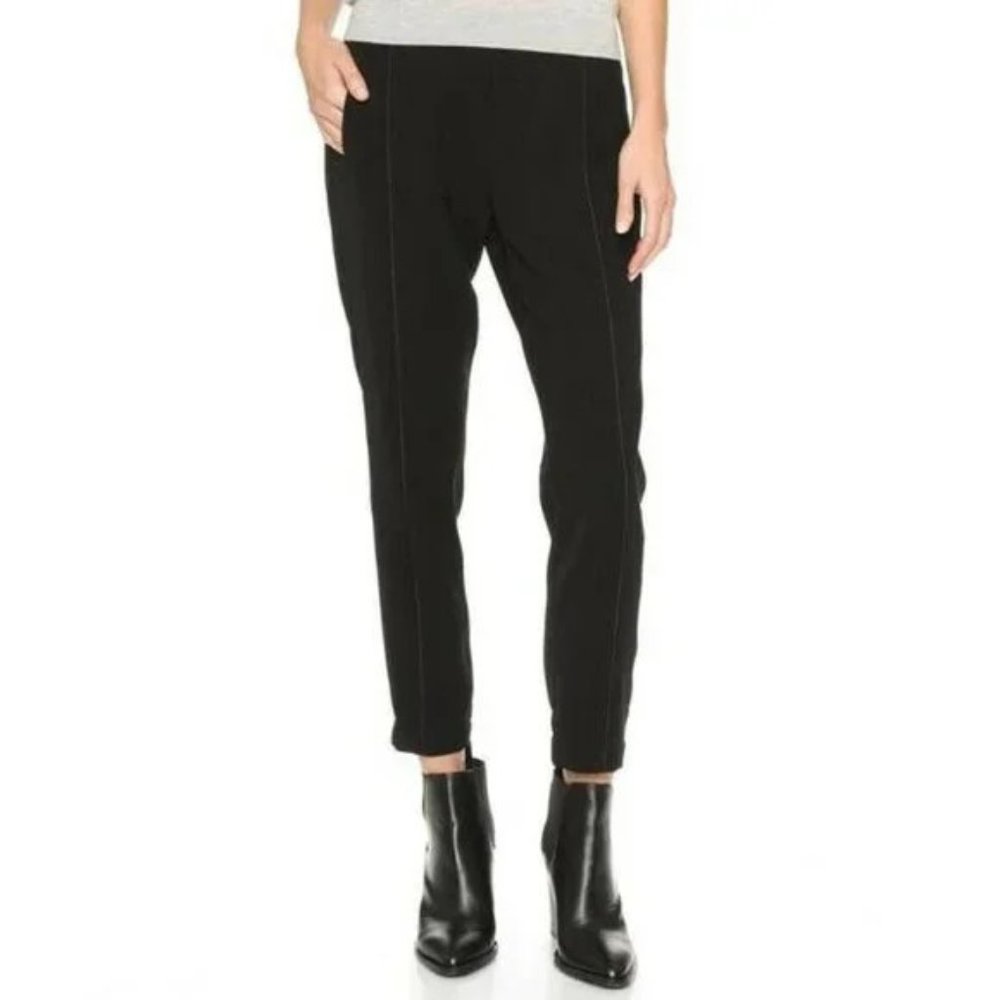 Vince. Black Relaxed Satin Pipe Trousers - Gem